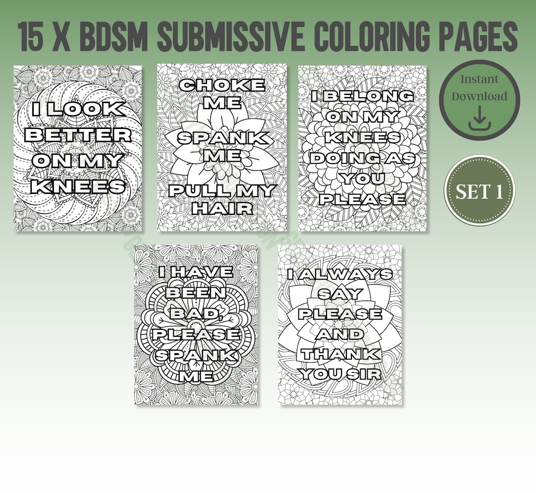 15x BDSM Submissive Coloring Pages, Set 1, Dom Sub Life, Adult Coloring ...