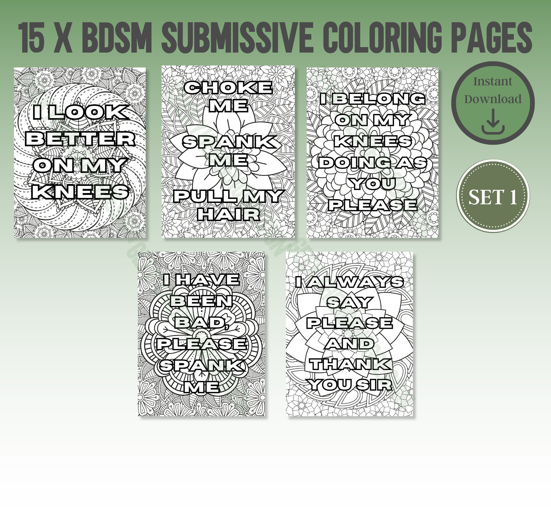 15x BDSM Submissive Coloring Pages, Set 1, Dom Sub Life, Adult Coloring ...
