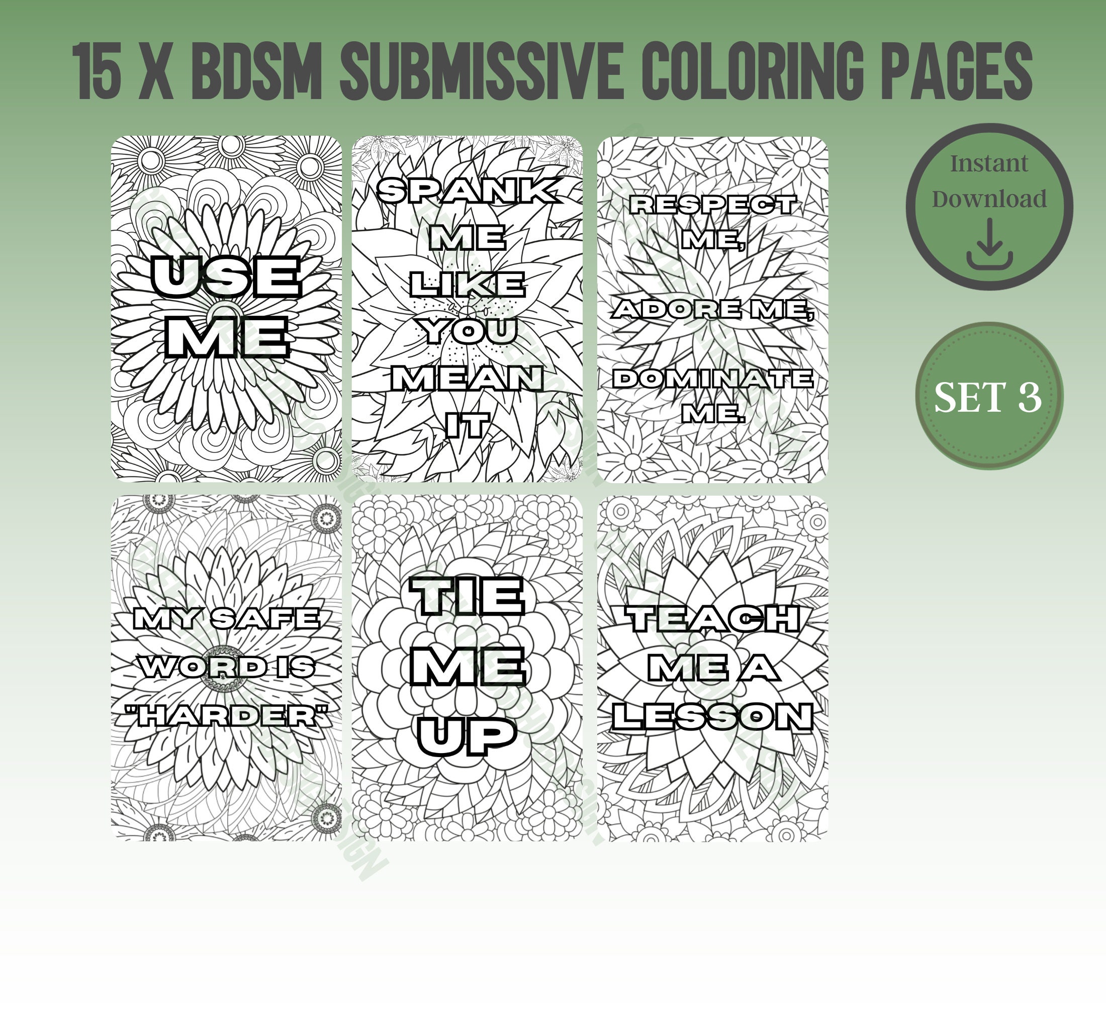 15x BDSM Submissive Coloring Pages Set 3 Dom Sub Life Adult - Etsy