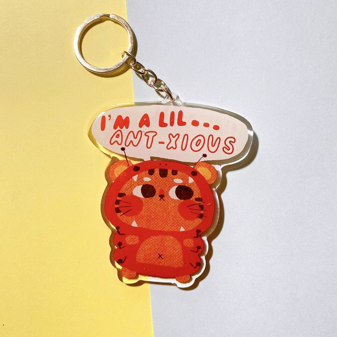 Tiger Keychain Kawaii Keychain Anxiety Keychain Funny - Etsy