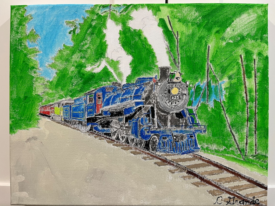 The Blue Steam Engine #425 - Etsy