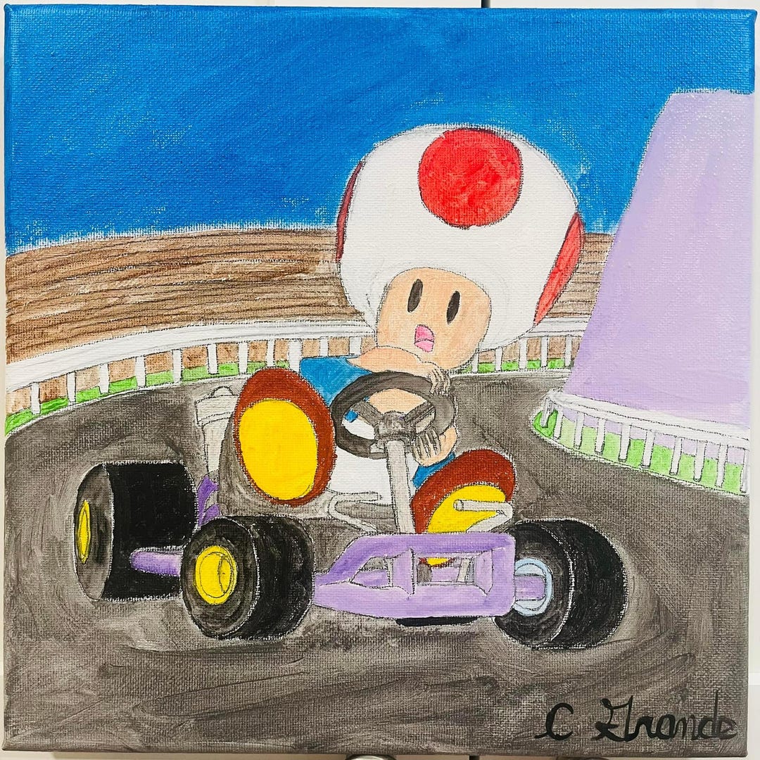 Toad Racing Round the Track in His Kart - Etsy