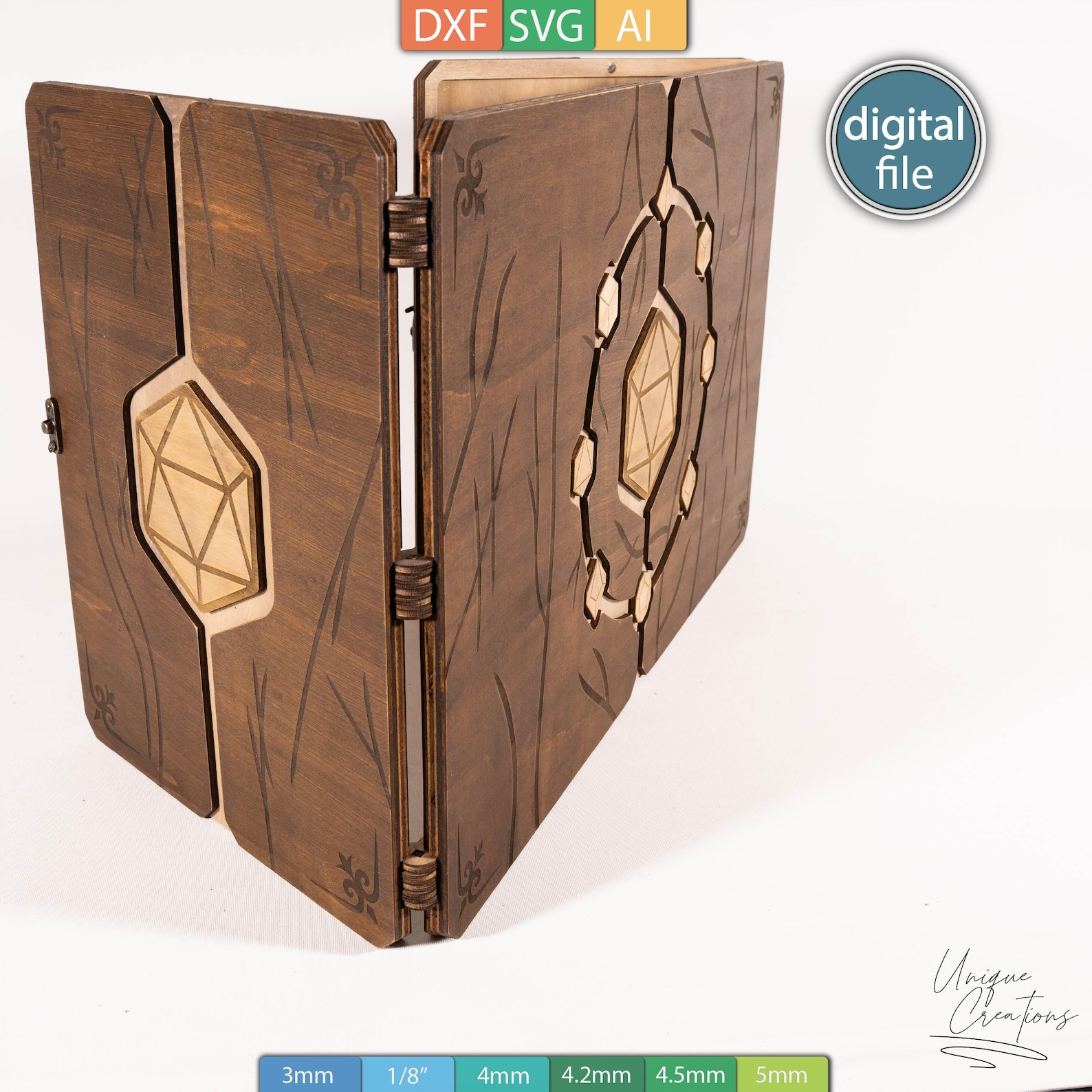 Laser Cut Dungeon Master Screen Template - Dice Design | DXF SVG AI ...