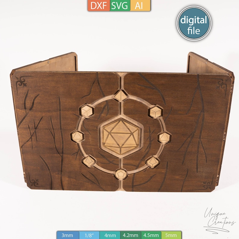 Laser Cut Dungeon Master Screen Template - Dice Design | DXF SVG AI ...