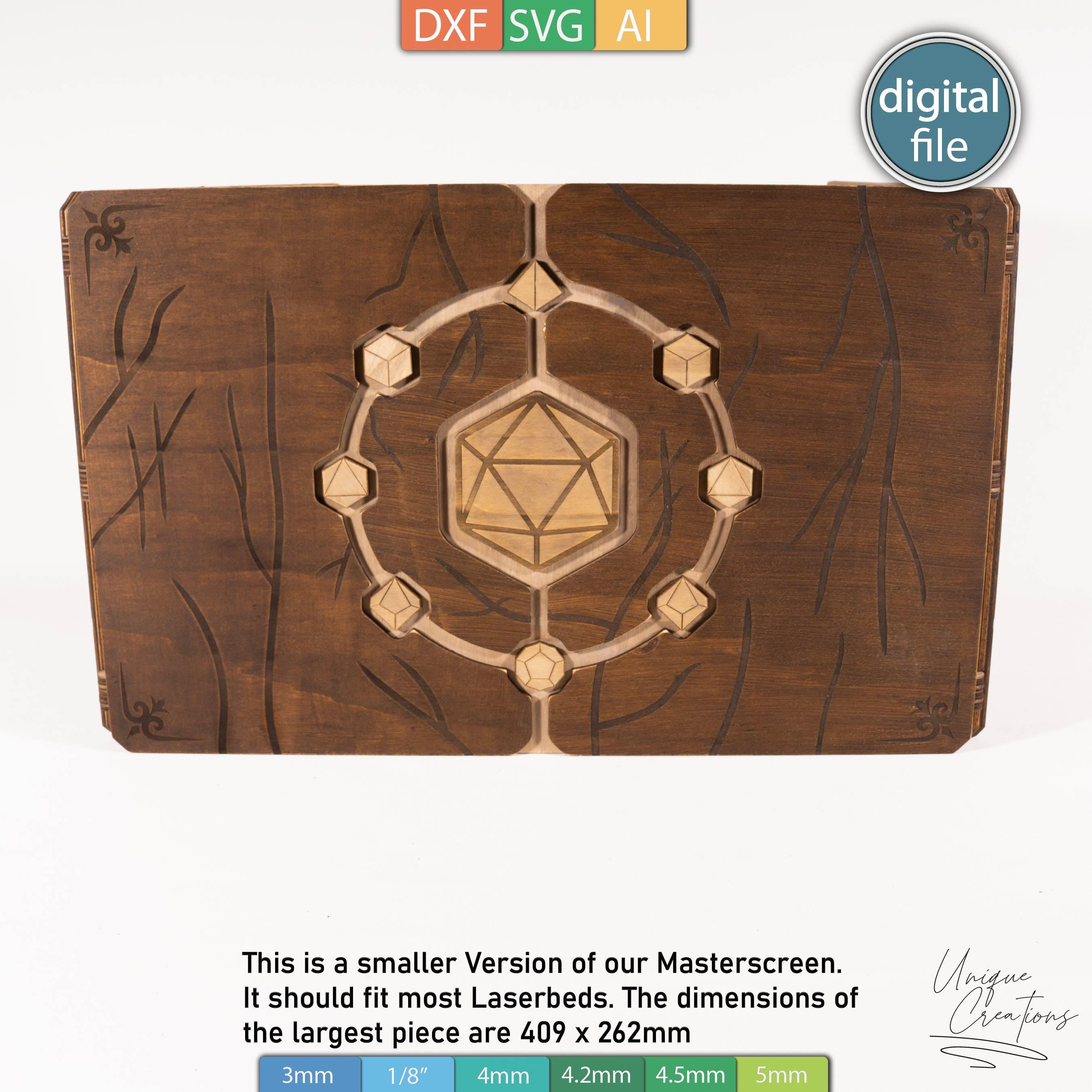 Laser Cut Dungeon Master Screen Template - Dice Design | DXF SVG AI ...