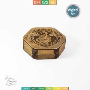 Laser Cutting Template for Engraved Dice Box - DXF, SVG, AI - Digital ...