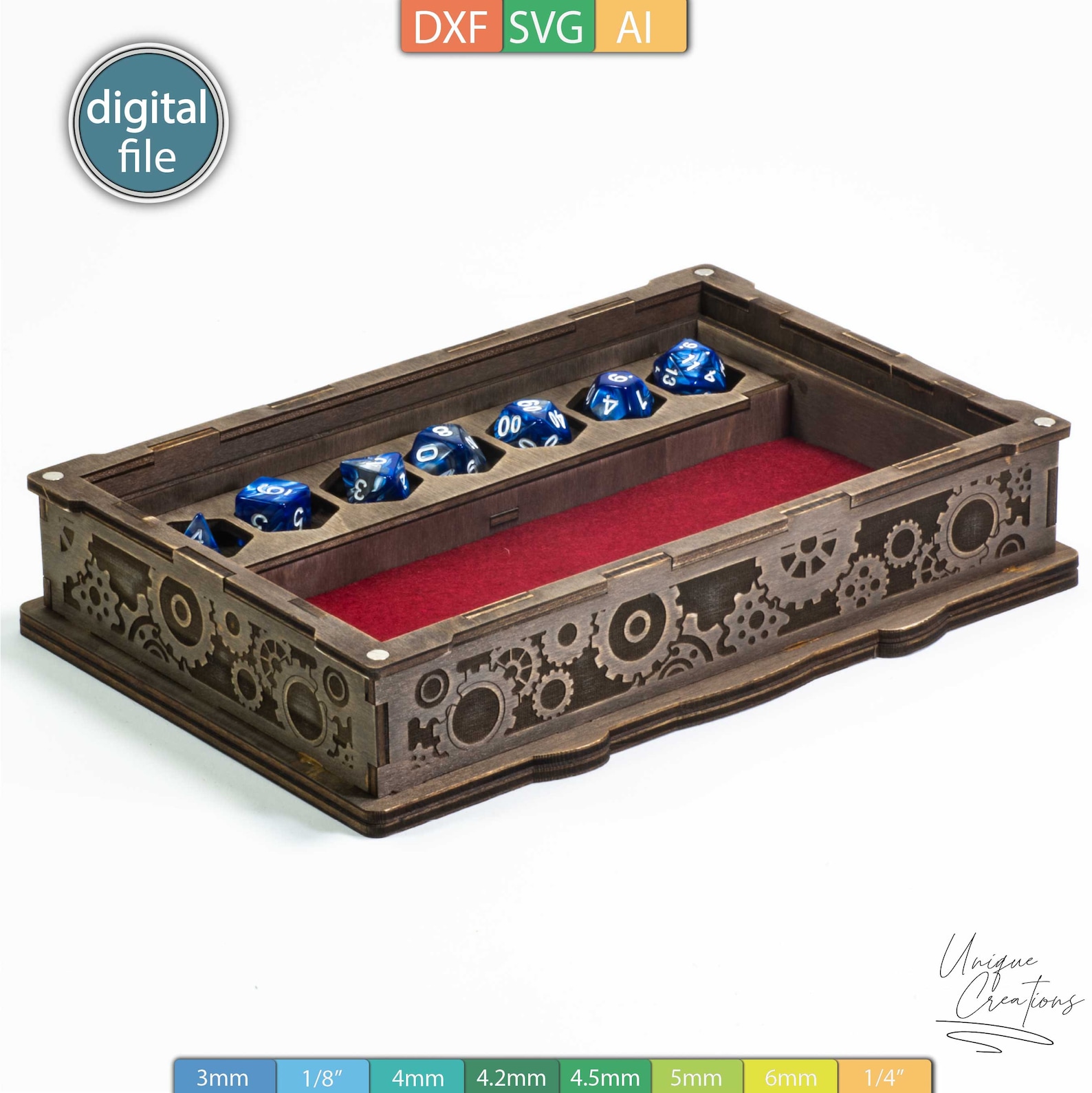 Steampunk Dice Box Laser Cut Template SVG DXF AI | Artificer Dice Box ...