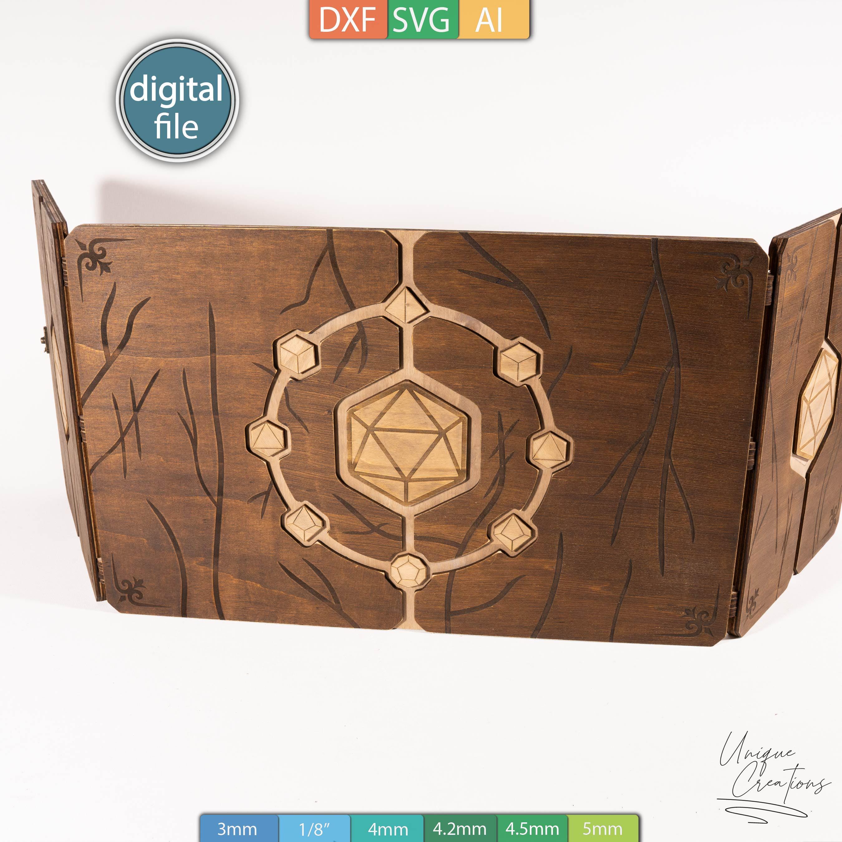 Laser Cut Dungeon Master Screen Template - Dice Design | DXF SVG AI ...