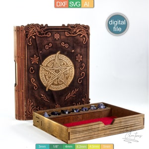 Arcane Spellbook Dice Box Laser Cut Template, 4 Inlays- Engraved Design ...