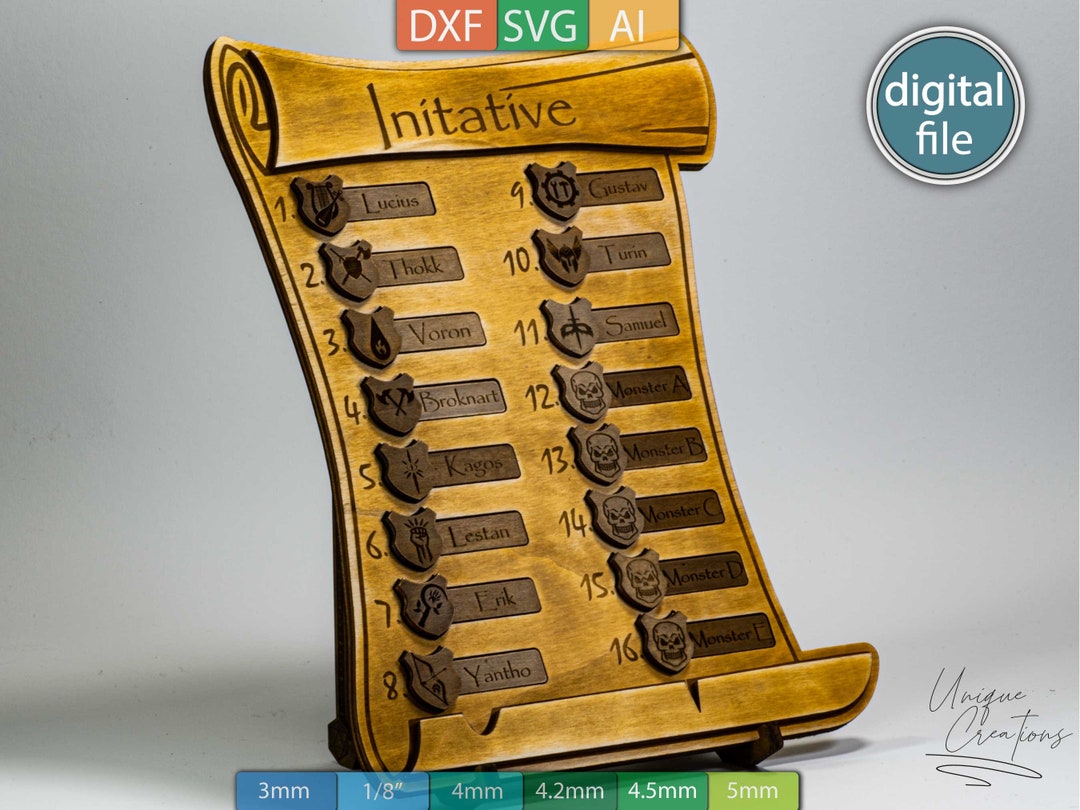 Initiative Tracker Laser Cutting Template - SVG, DXF, AI - Digital ...