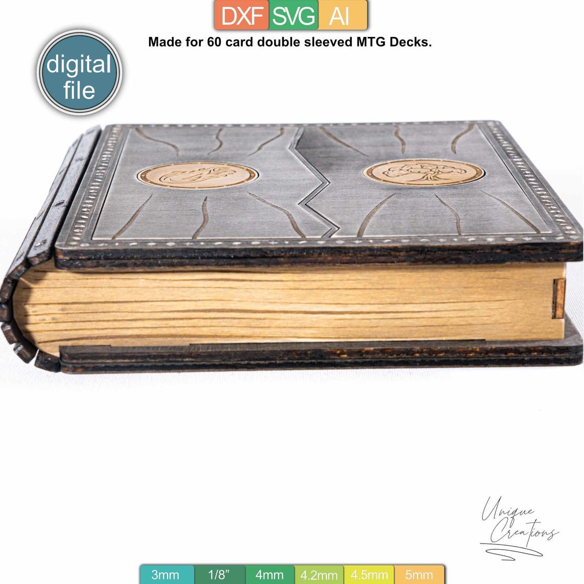 Card Storage Deck Box Laser Template | Multi Color | 60 Cards Double ...