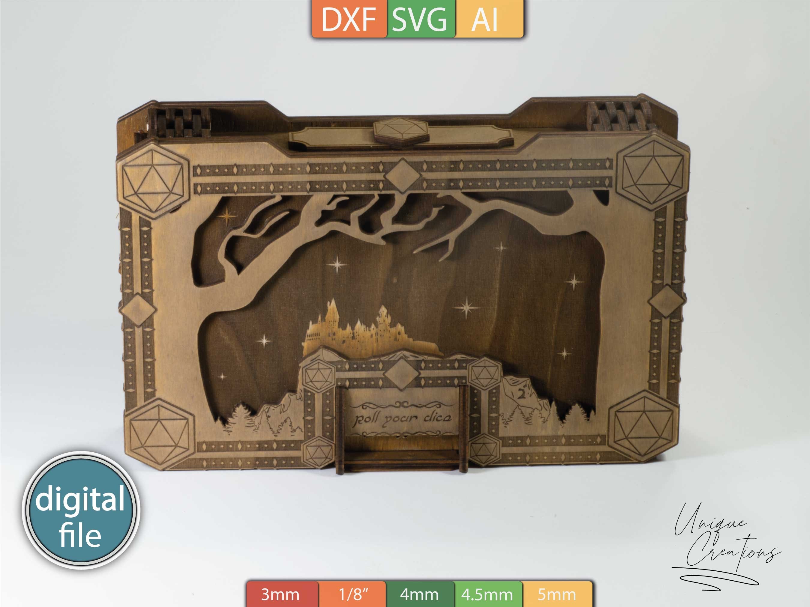 Dice Box Template 2 Inlays Engraved Design for Rpgs AI - Etsy