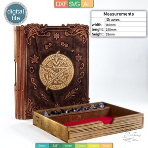 Arcane Spellbook Dice Box Laser Cut Template, 4 Inlays- Engraved Design ...