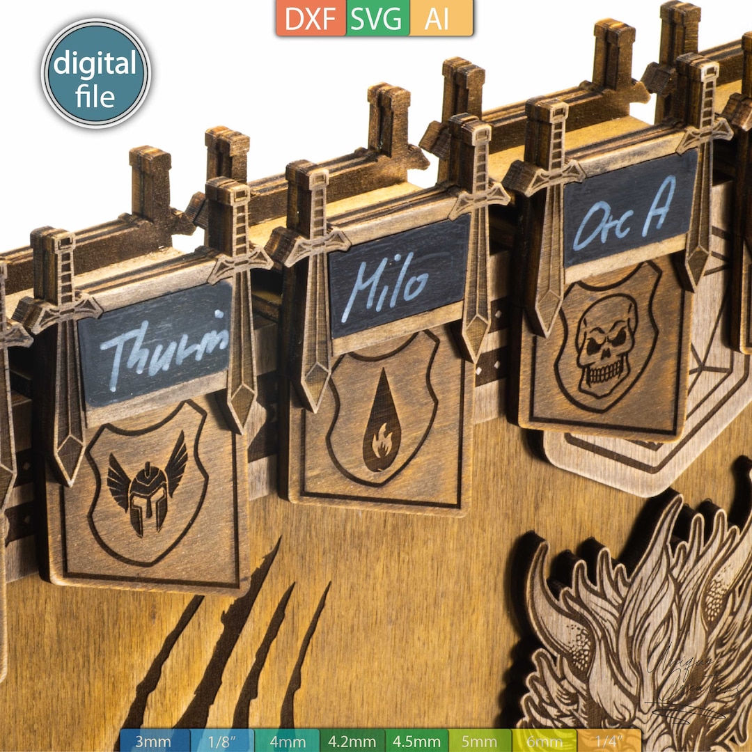 Masterscreen Initiative Tracker Addon Laser Cut Template - SVG, DXF, AI ...