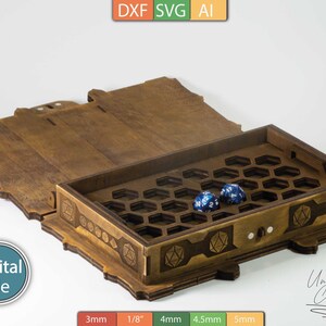 Dice Box Template, 2 Inlays- Engraved Design for Rpgs - AI, SVG, DXF ...