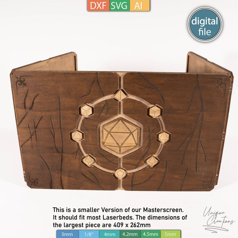 Laser Cut Dungeon Master Screen Template - Dice Design | DXF SVG AI ...