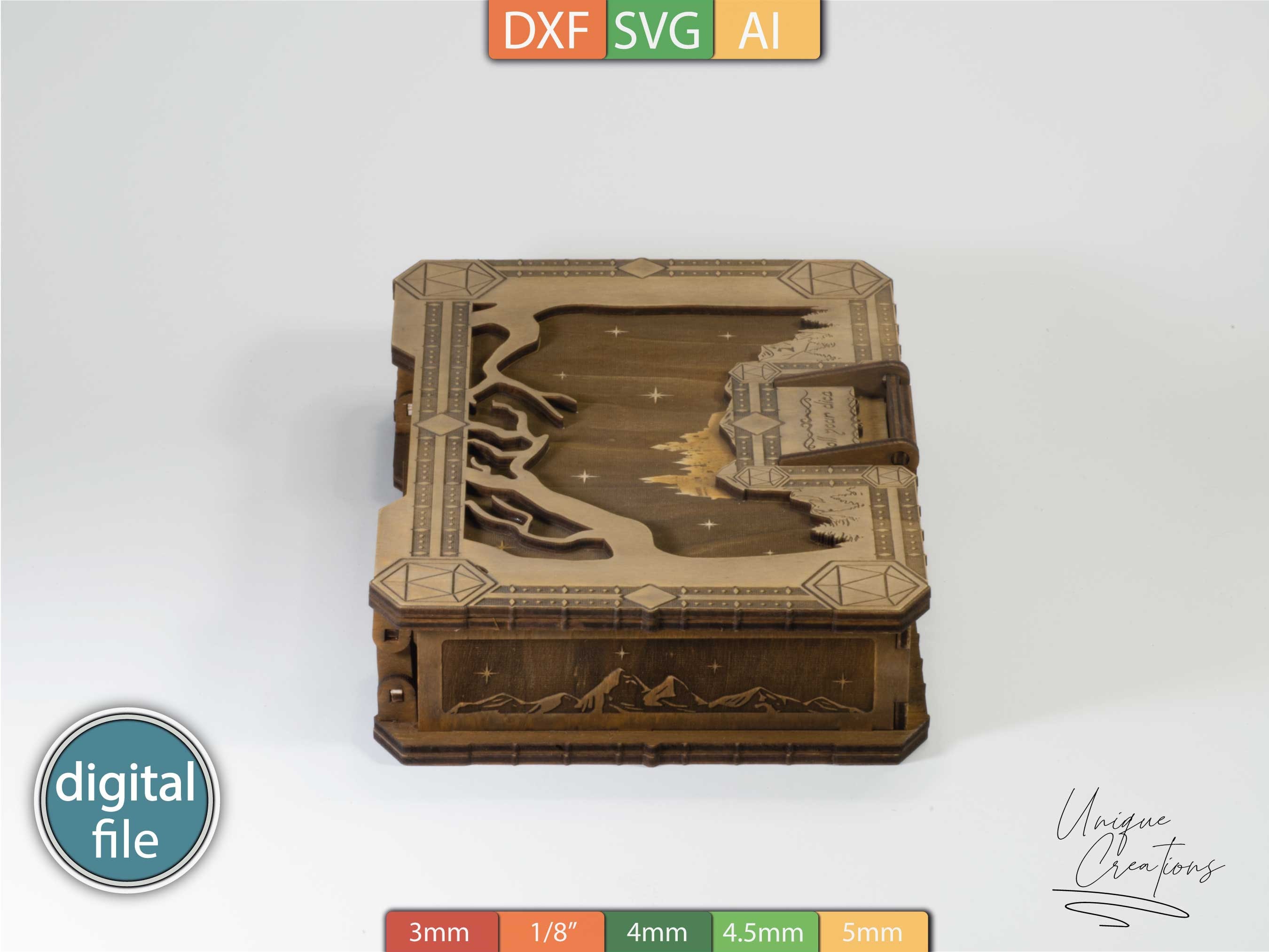 Dice Box Template 2 Inlays Engraved Design for Rpgs AI - Etsy