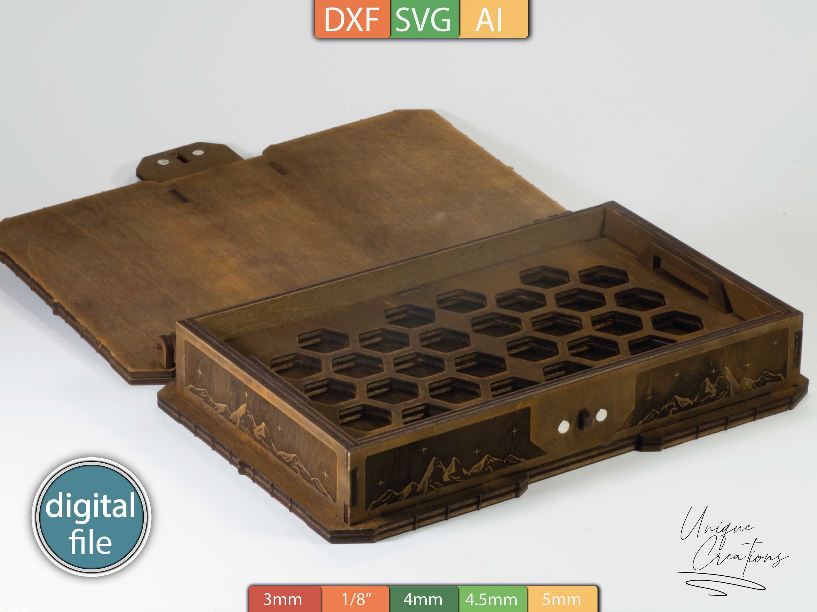 Dice Box Template 2 Inlays Engraved Design for Rpgs AI - Etsy