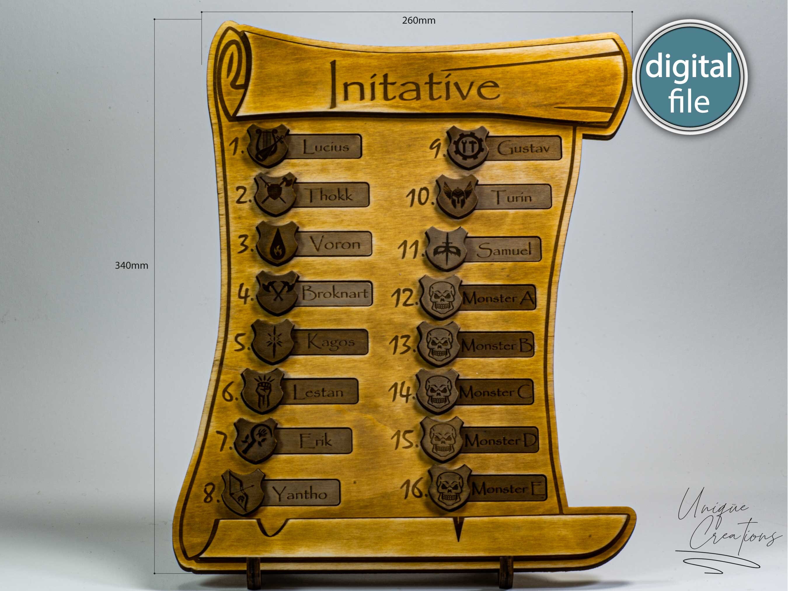 Initiative Tracker Laser Cutting Template - SVG, DXF, AI - Digital ...
