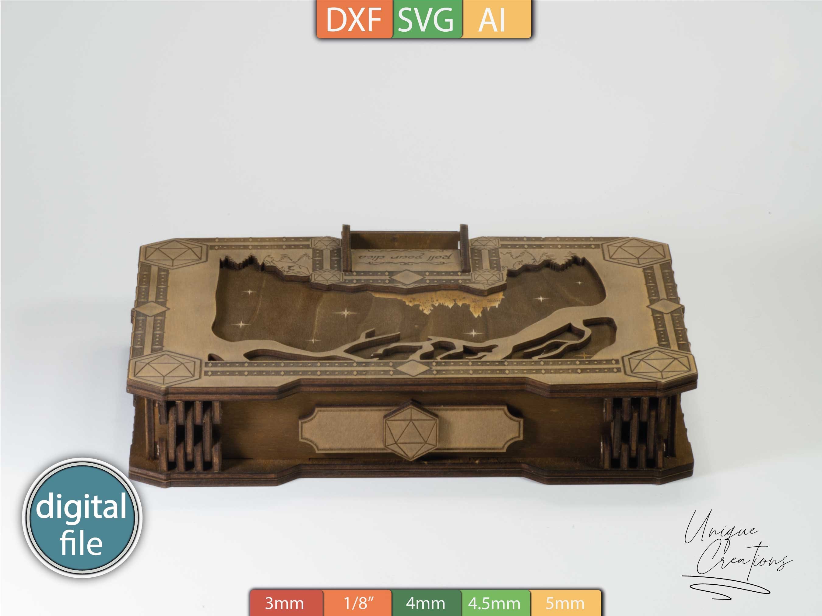 Dice Box Template 2 Inlays Engraved Design for Rpgs AI - Etsy