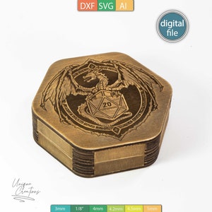 Laser Cutting Template for Engraved Dice Box - DXF, SVG, AI - Digital ...