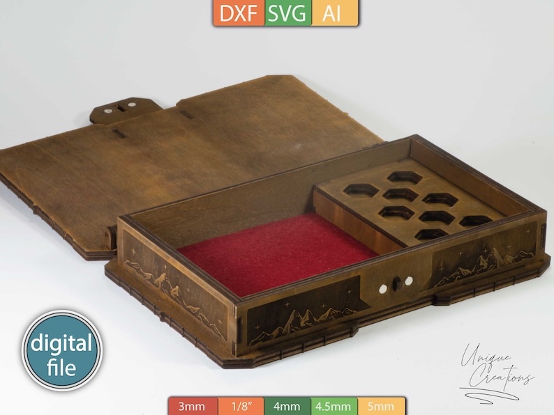 Dice Box Template 2 Inlays Engraved Design for Rpgs AI - Etsy