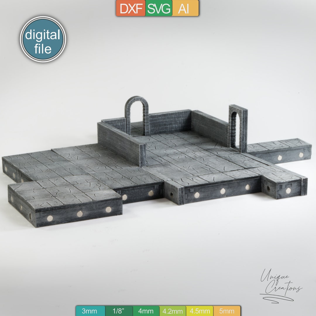Dungeon Tiles Laser Cutting Template - SVG, DXF, AI Files - Digital ...