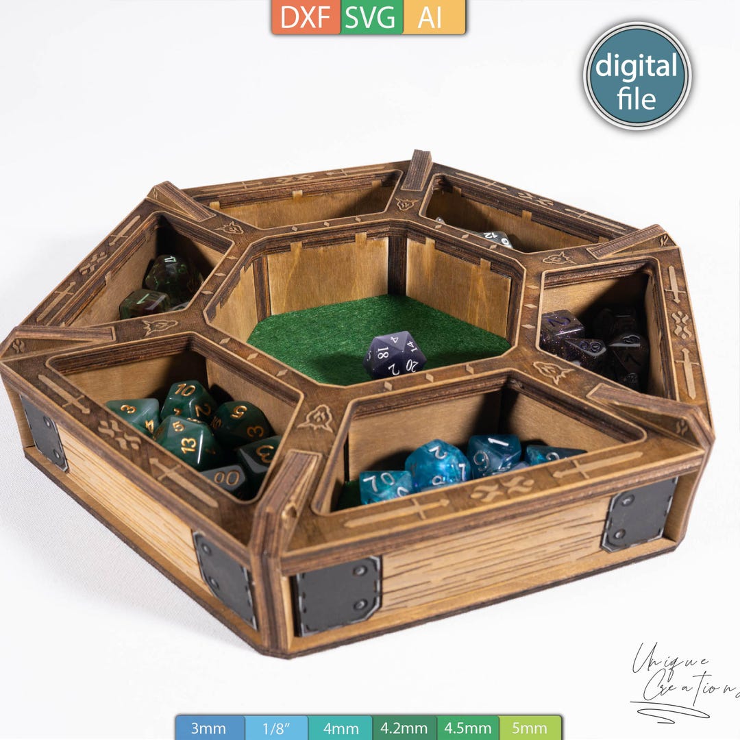 Laser Cut Dice Tray Template, Dice Organizer, Dnd Dice Tray SVG DXF AI ...