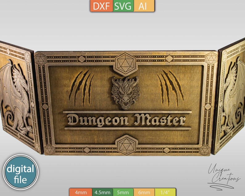 Laser Cut Dungeon Master Screen Template Dragon and Dice - Etsy