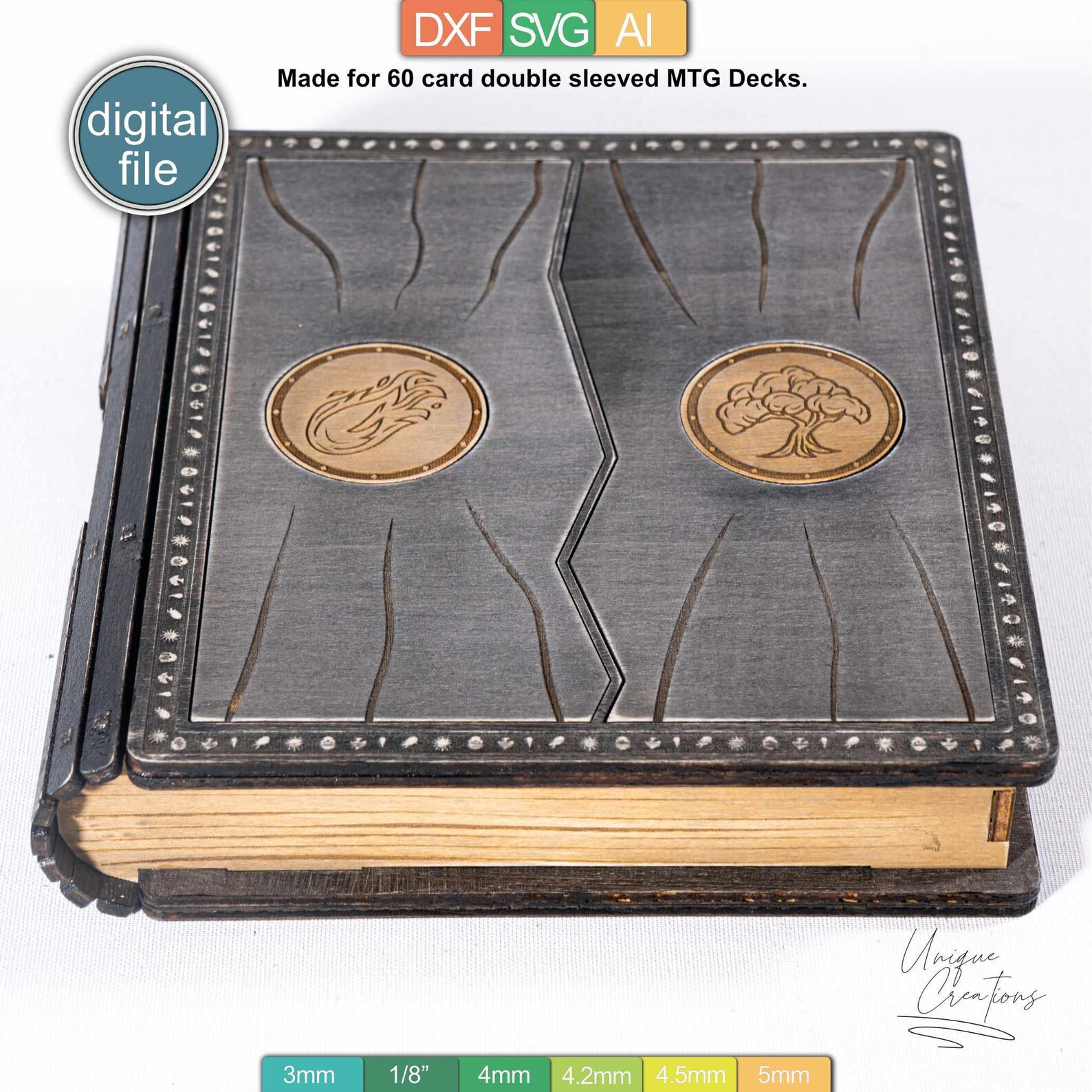 Card Storage Deck Box Laser Template | Multi Color | 60 Cards Double ...
