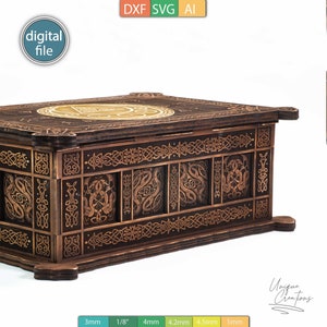 Jewelry Box Template - Viking Style - 2 Inlays- Engraved Design - AI ...