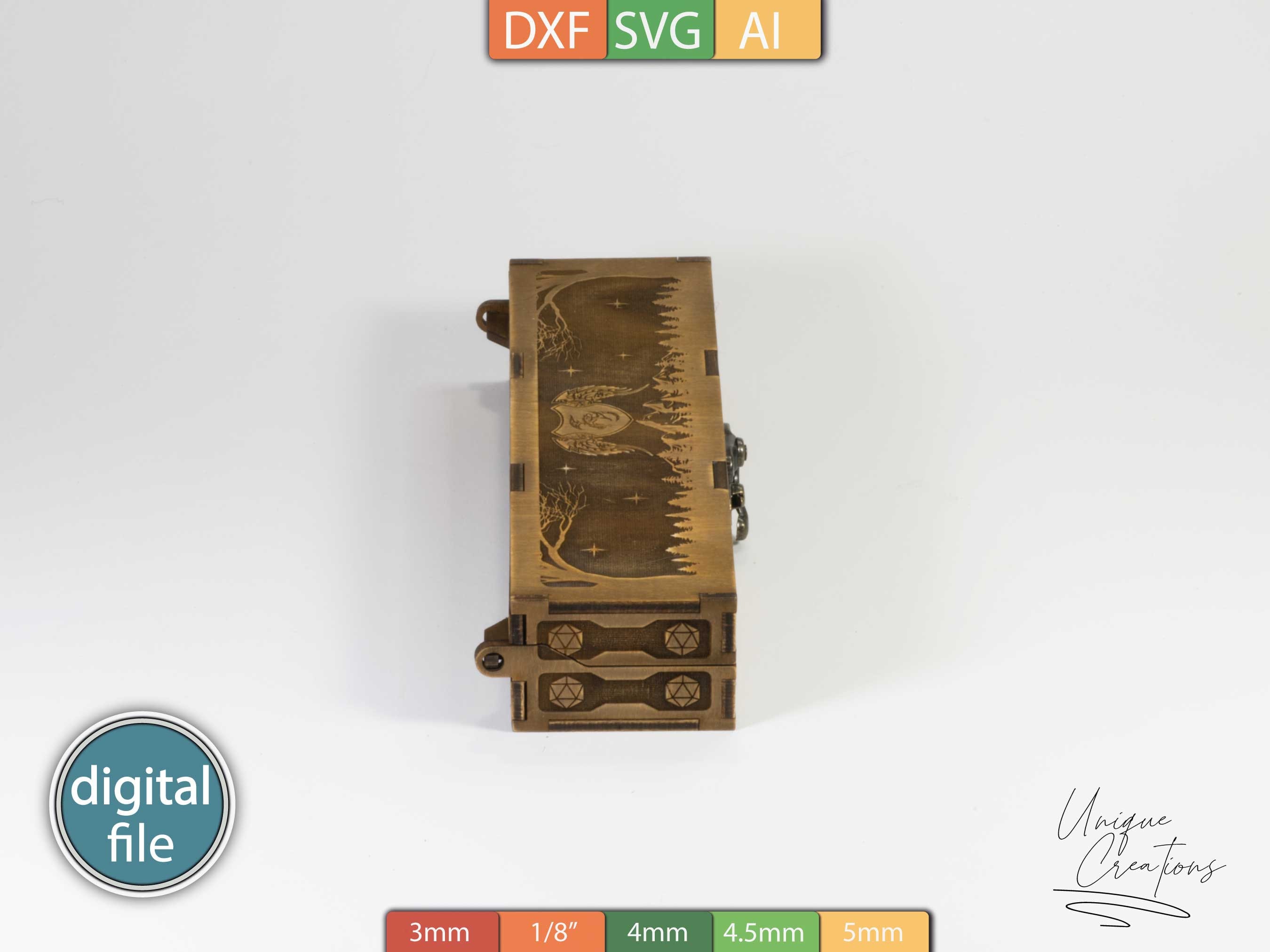 Cutting Template for Engraved Dice Storage Box DXF, SVG, AI Digital ...