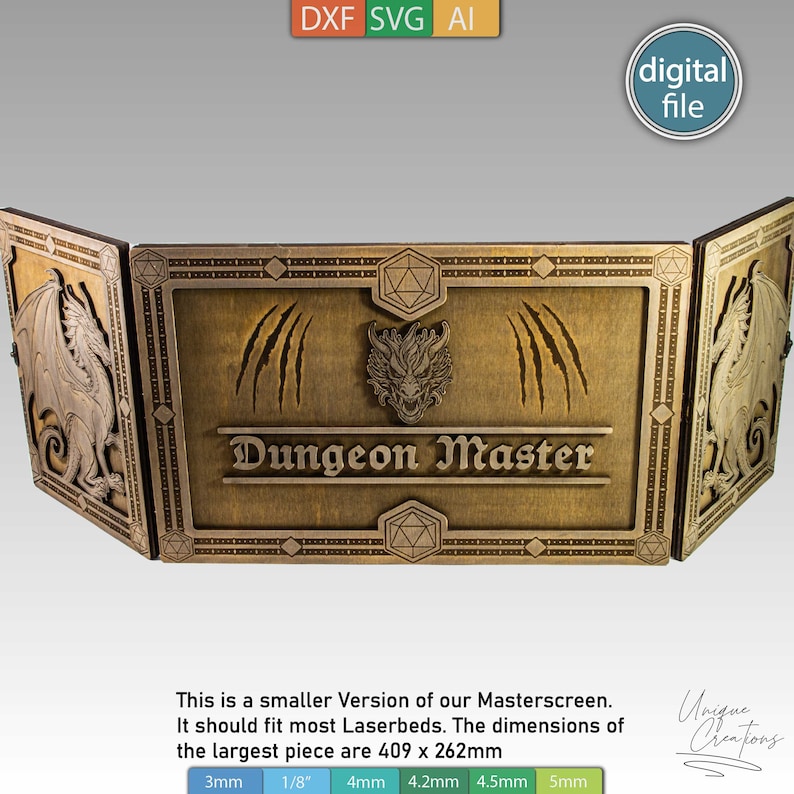 Laser Cut Dungeon Master Screen Template - Glowforge kompatibel ...