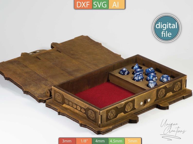 Dice Box Template 2 Inlays Engraved Design for Rpgs AI - Etsy