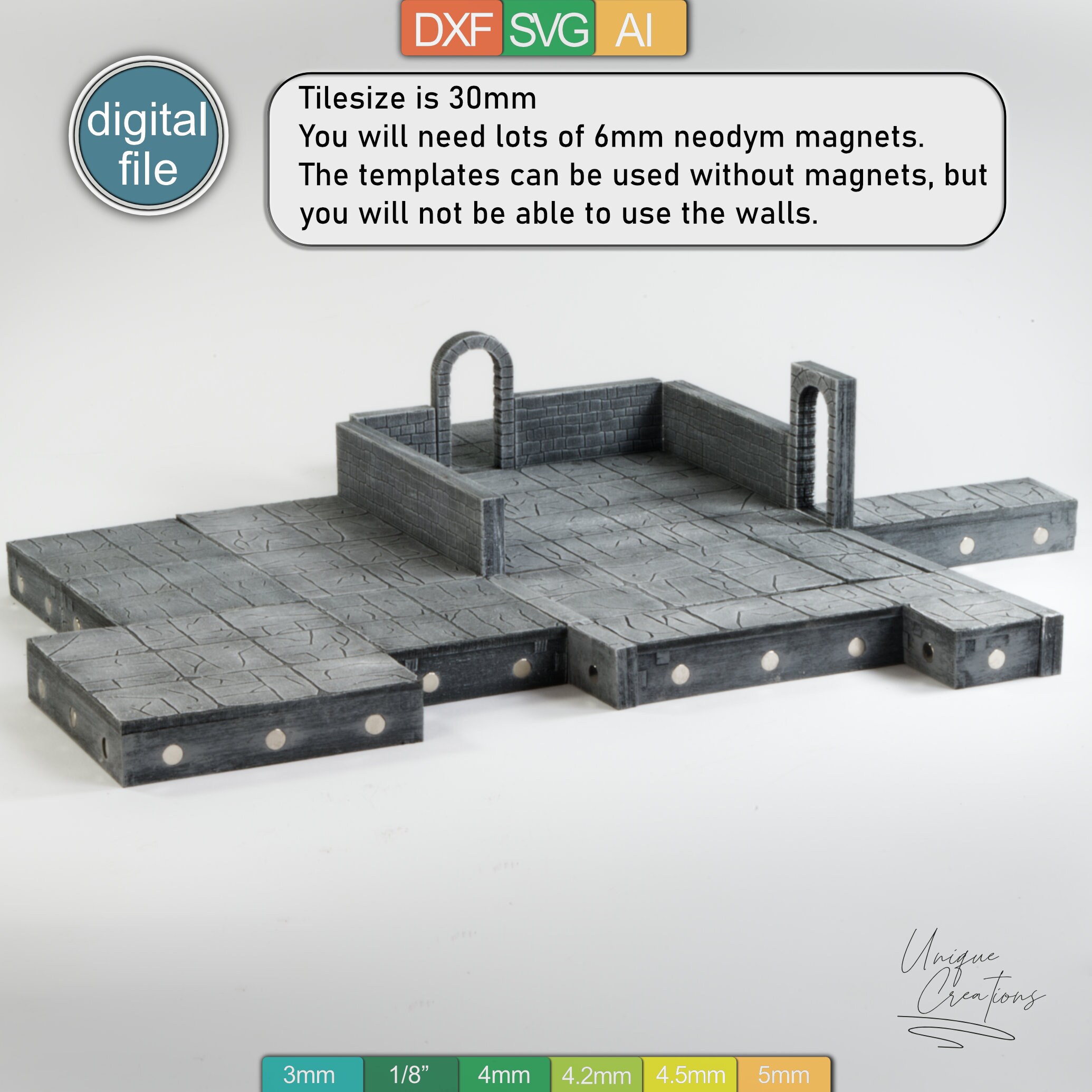 Dungeon Tiles Laser Cutting Template - SVG, DXF, AI Files - Digital ...
