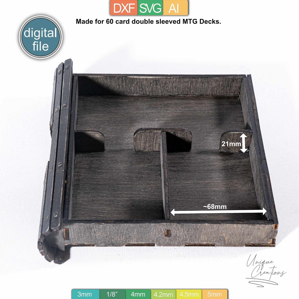 Card Storage Deck Box Laser Template | Multi Color | 60 Cards Double ...