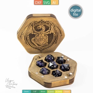 Laser Cutting Template for Engraved Dice Box - DXF, SVG, AI - Digital ...