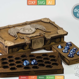 Dice Box Template, 2 Inlays- Engraved Design for Rpgs - AI, SVG, DXF ...