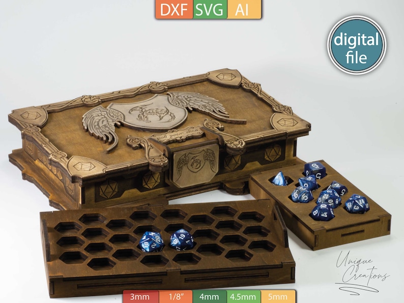 Dice Box Template 2 Inlays Engraved Design for Rpgs AI - Etsy