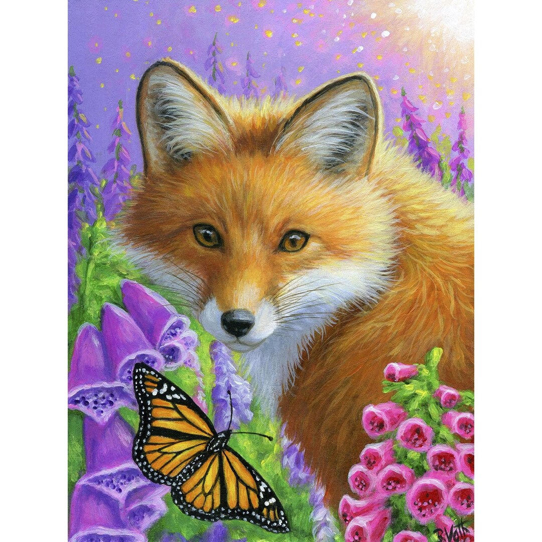 A Fox in the Foxgloves by Bridget Voth DIY Diamond Painting - Etsy
