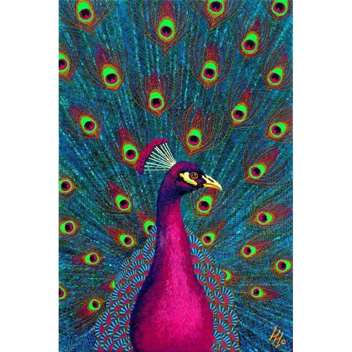 Pink Peacock by Wil Cormier Diamond Art Kit - Etsy