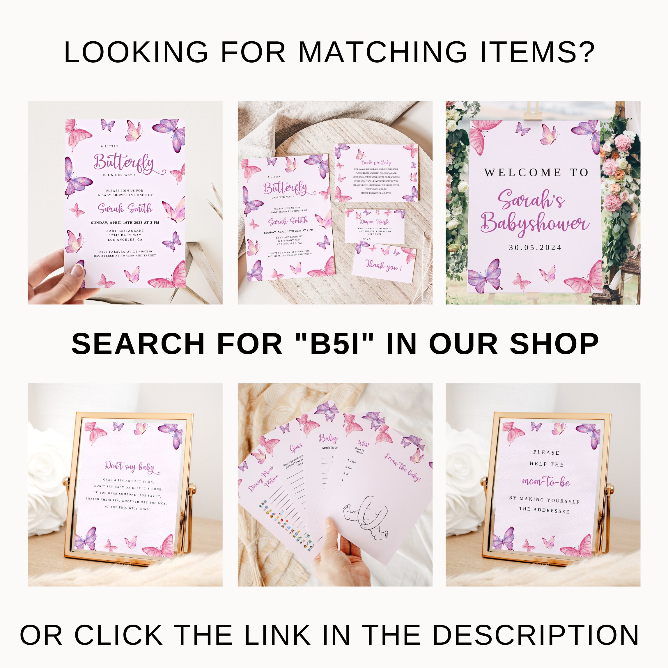 Editable Butterfly Baby Shower Welcome Sign Purple Butterfly Sign ...