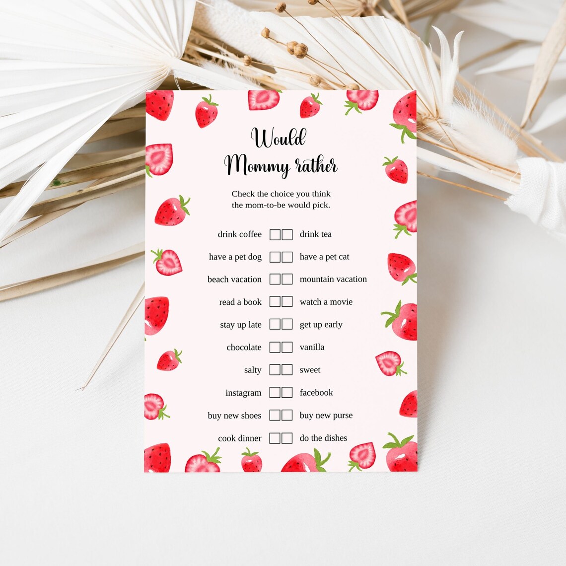 Editable Strawberry Baby Shower Game Bundle Red Strawberry Baby Shower ...