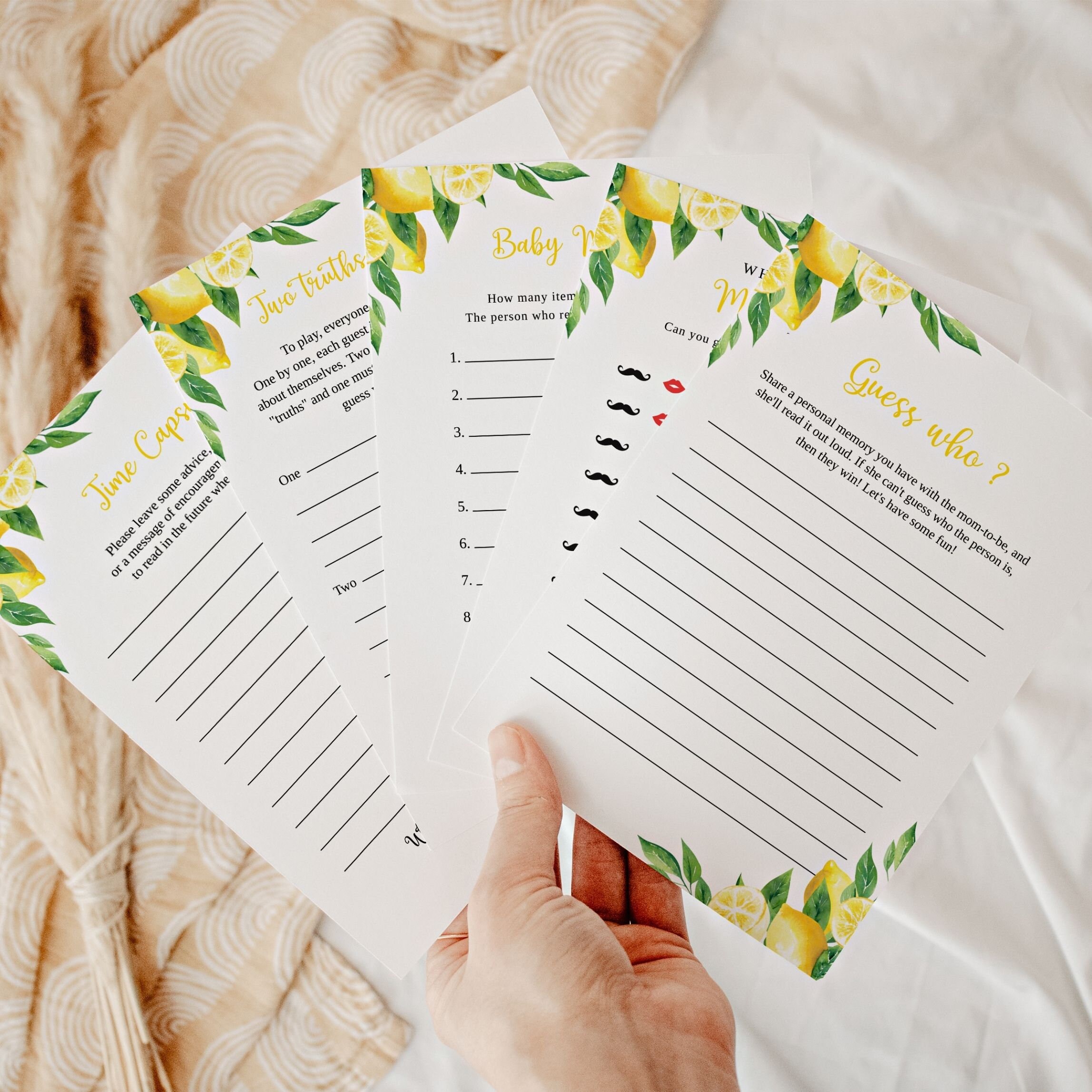 Editable Lemon Baby Shower Games Bundle Lemon Gender Neutral Baby ...