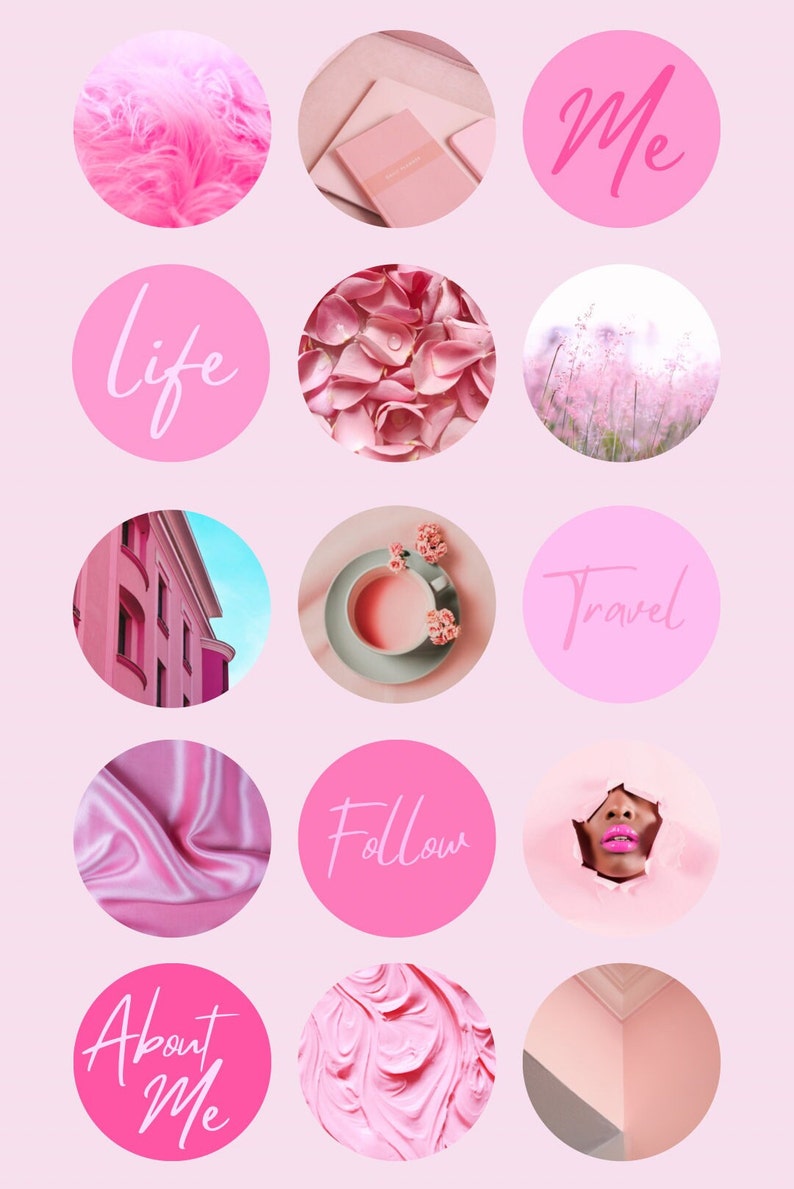 30 Pink Aesthetic Instagram Highlights Editable Canva - Etsy