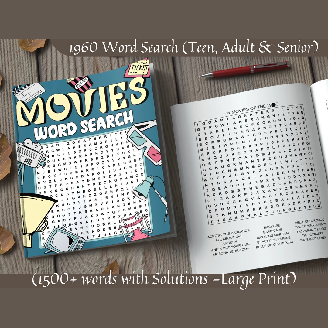 Movie Buff Fun: 1500 Movies Word Search Puzzles for All Ages ...