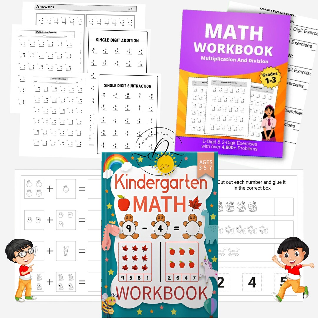 Kindergarten & Grade 1-3 Math Activity 150 Pages 5000 Digit Exercise ...