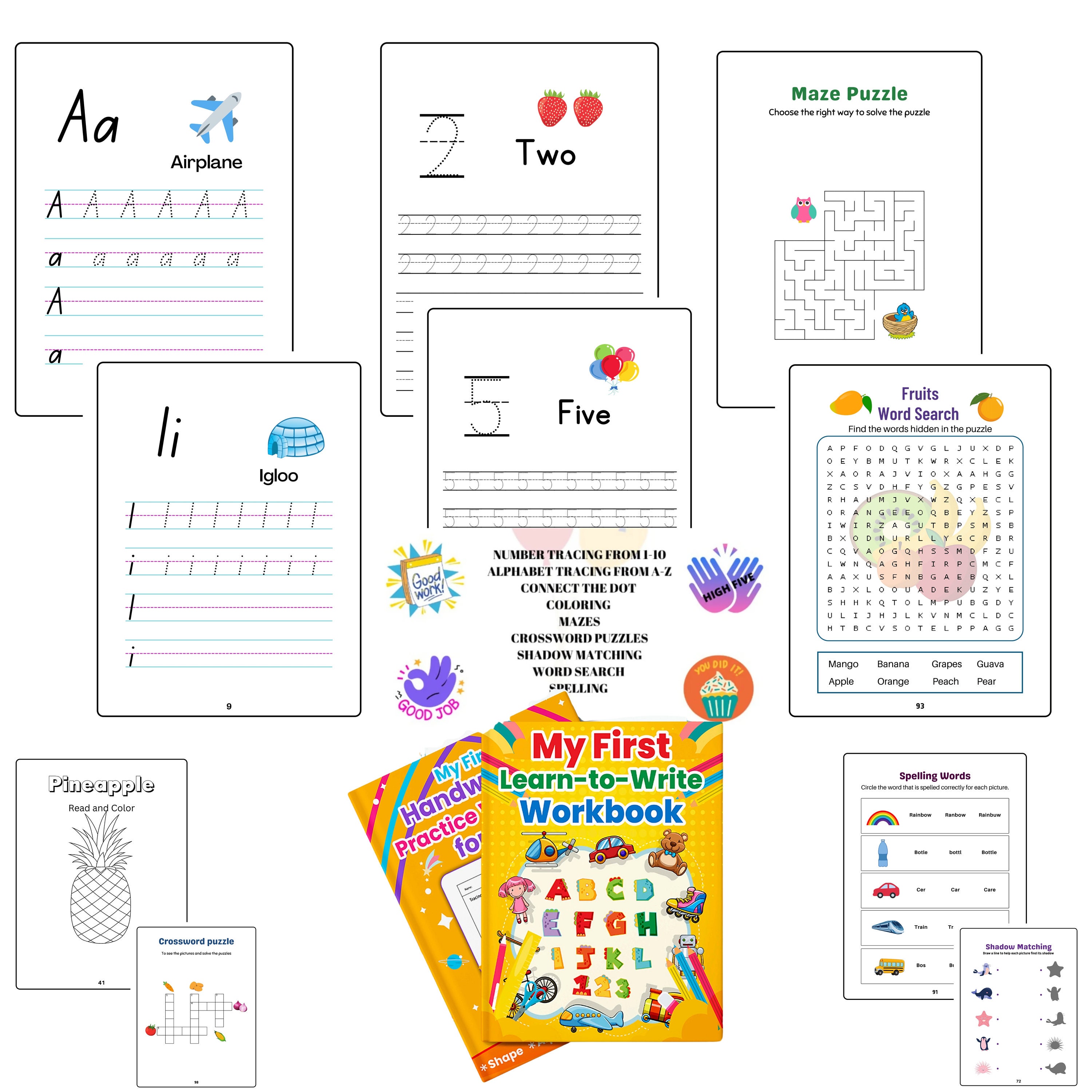 Preschool Pre-k Kindergarten Learning Bundle 100 Pages Printable ...