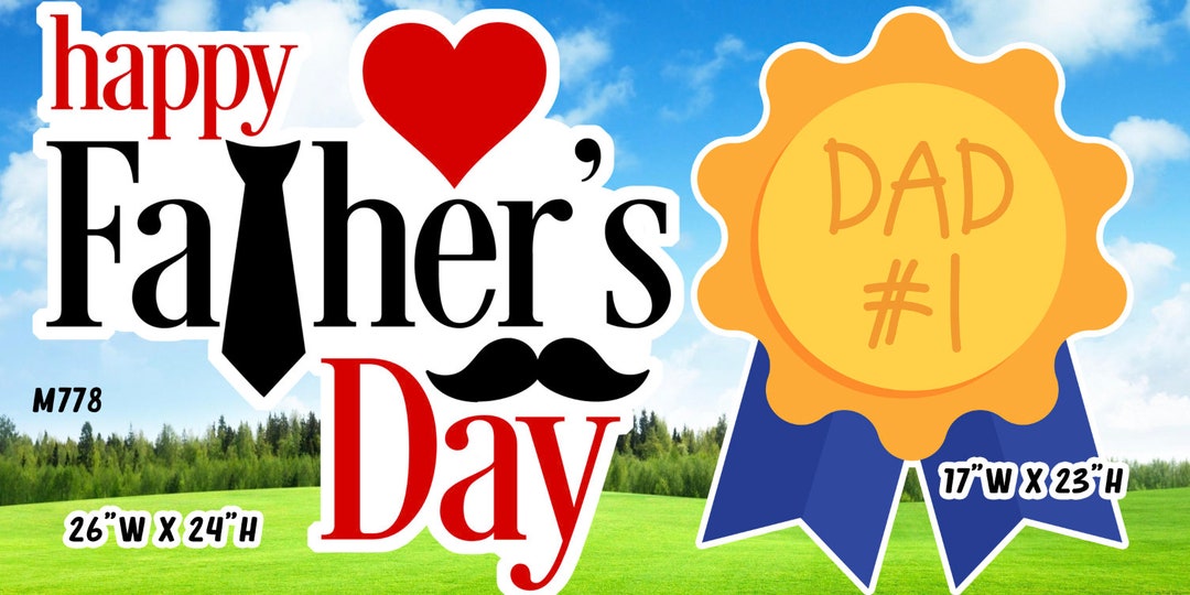 Happy Father's Day, Dad, Number 1, One, Medal, Heart, Tie, Yard Cards ...