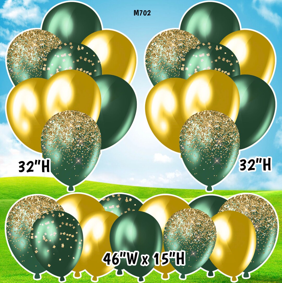 Balloons, Green, Baylor, Gold, Yellow, Clusters, Skirts, Bundles, Large ...